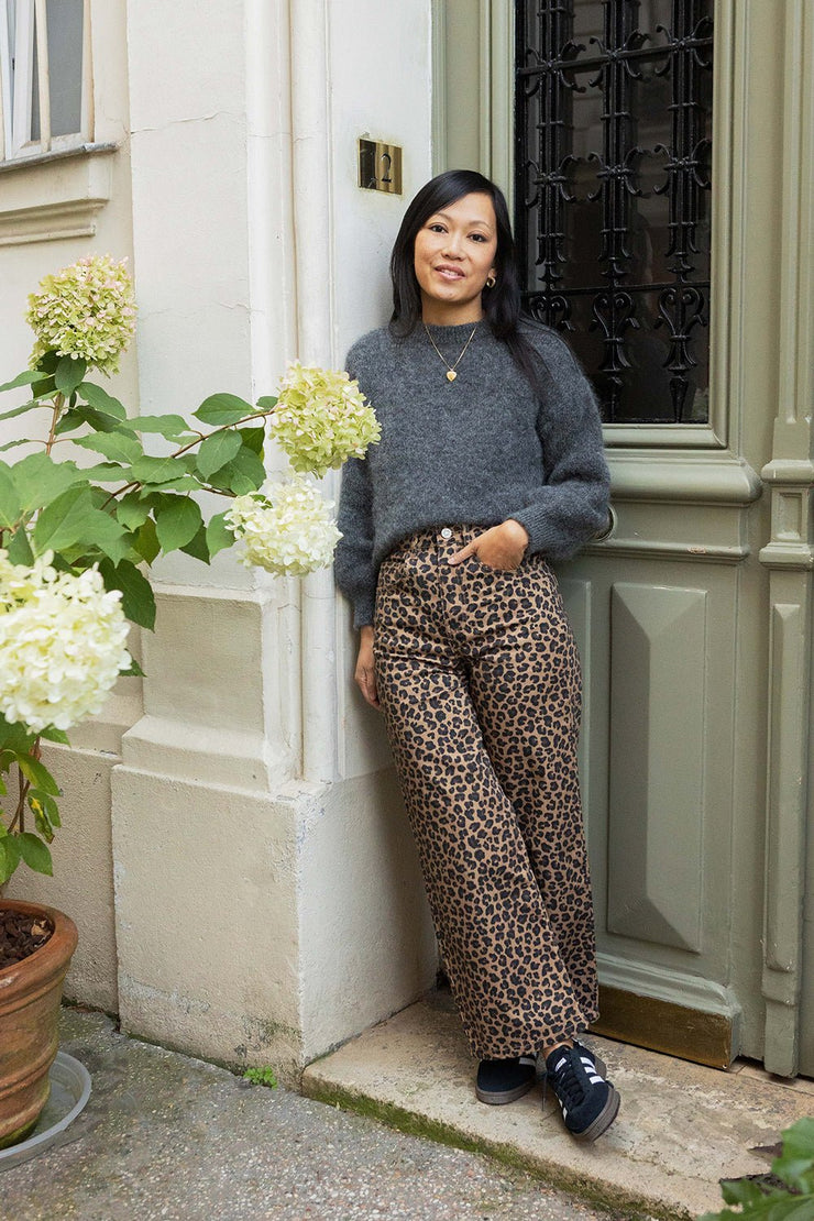 Jean Carly - léopard | Wide leg imprimé léopard Femme Petite – Petite ...
