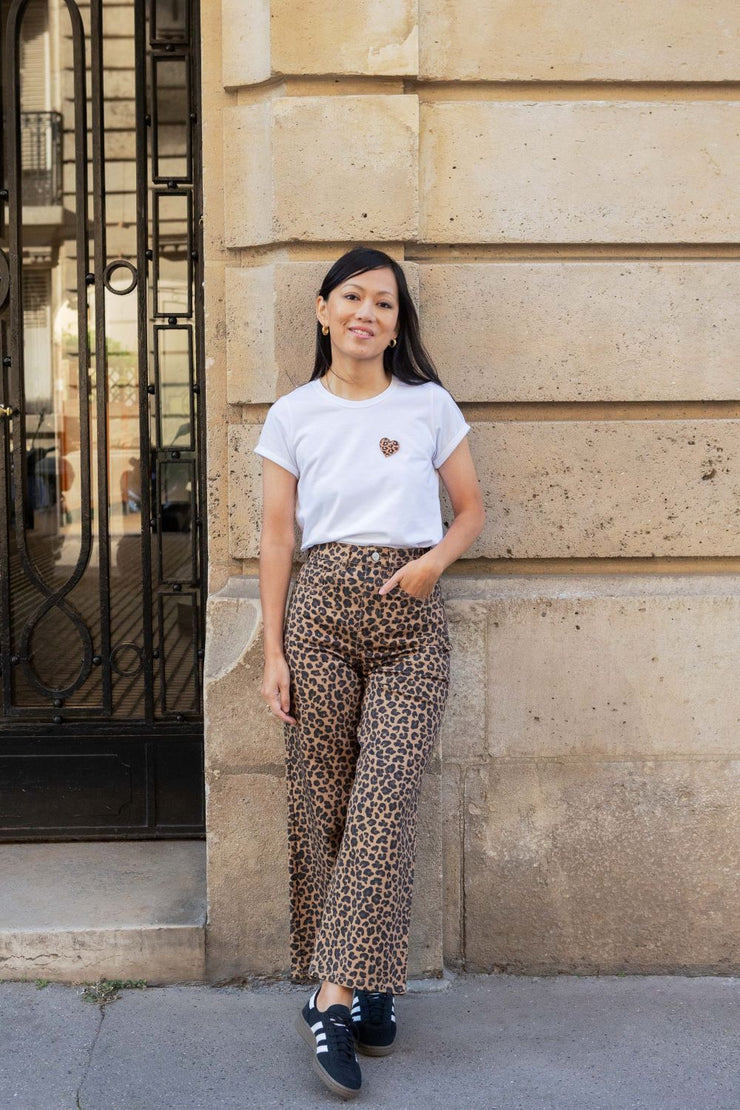 Jean Carly - léopard | Wide leg imprimé léopard Femme Petite – Petite ...